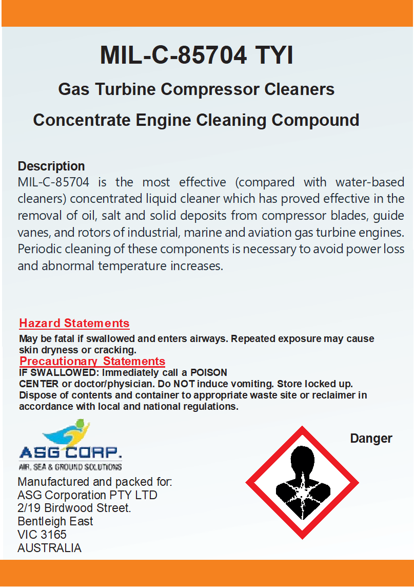 MIL-C-85704 TYI Gas Turbine Compressor Cleaners Concentrate Engine Cle