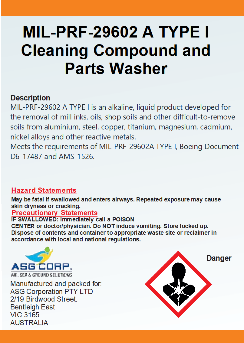 MIL-PRF-29602 A TYPE I Cleaning Compound and Parts Washer (10 Lt Pail)
