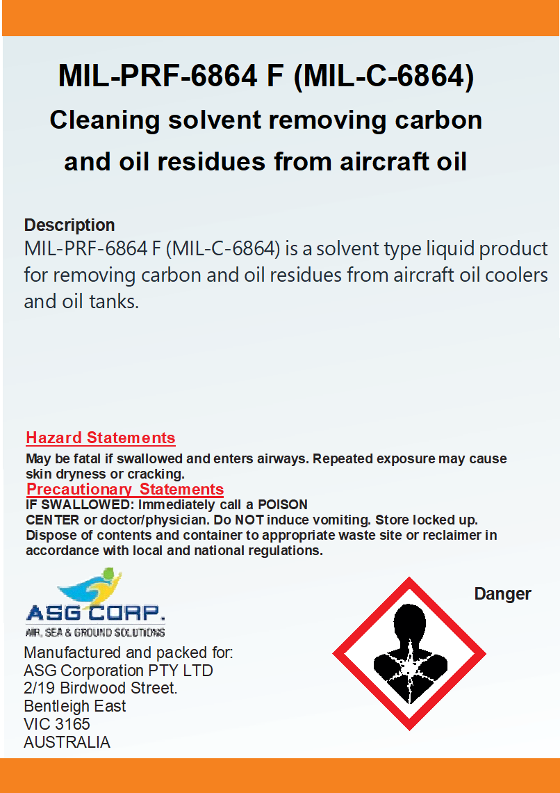 MIL-PRF-6864 F (MIL-C-6864) Cleaning solvent removing carbon and oil r